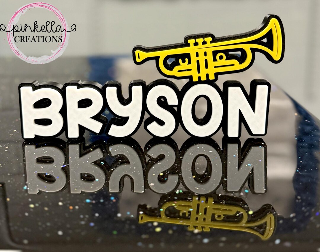Trumpet | Personalized Desk Name Plate | Custom 3D Printed | Name Sign ...