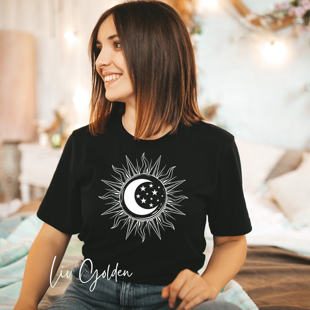 Tee-shirt mystique Tee-shirt Hippie Boho T-shirts Soleil Lune Étoiles T-shirts Boss Mama Tee ...