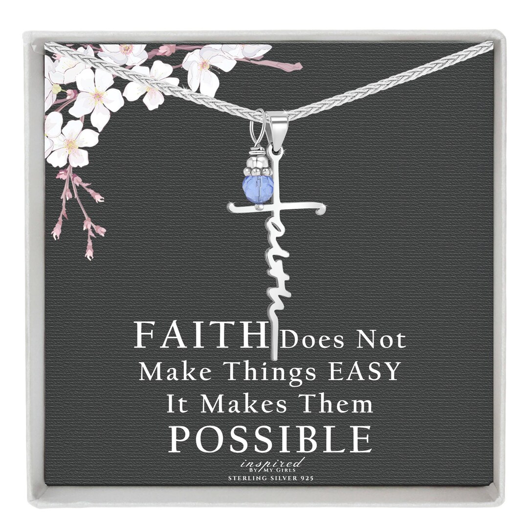 Womens Faith Cross Necklace Solid Sterling Silver or 14K Gold - Etsy