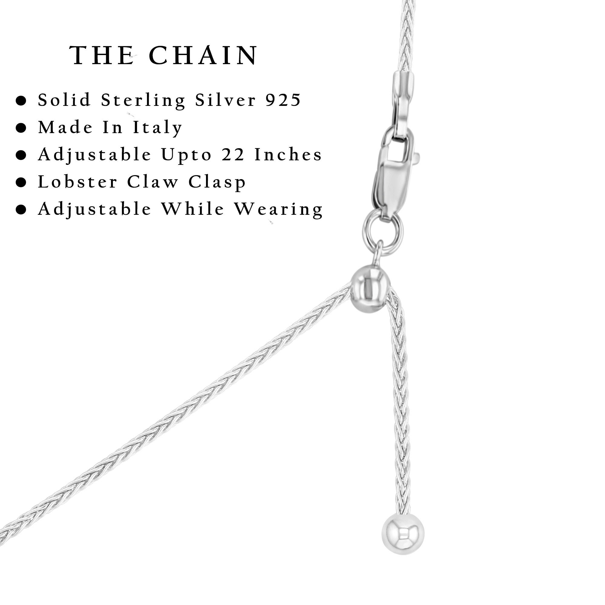 Womens Sterling Silver Cross Necklace, Adjustable Wheat Chain, Ready to ...