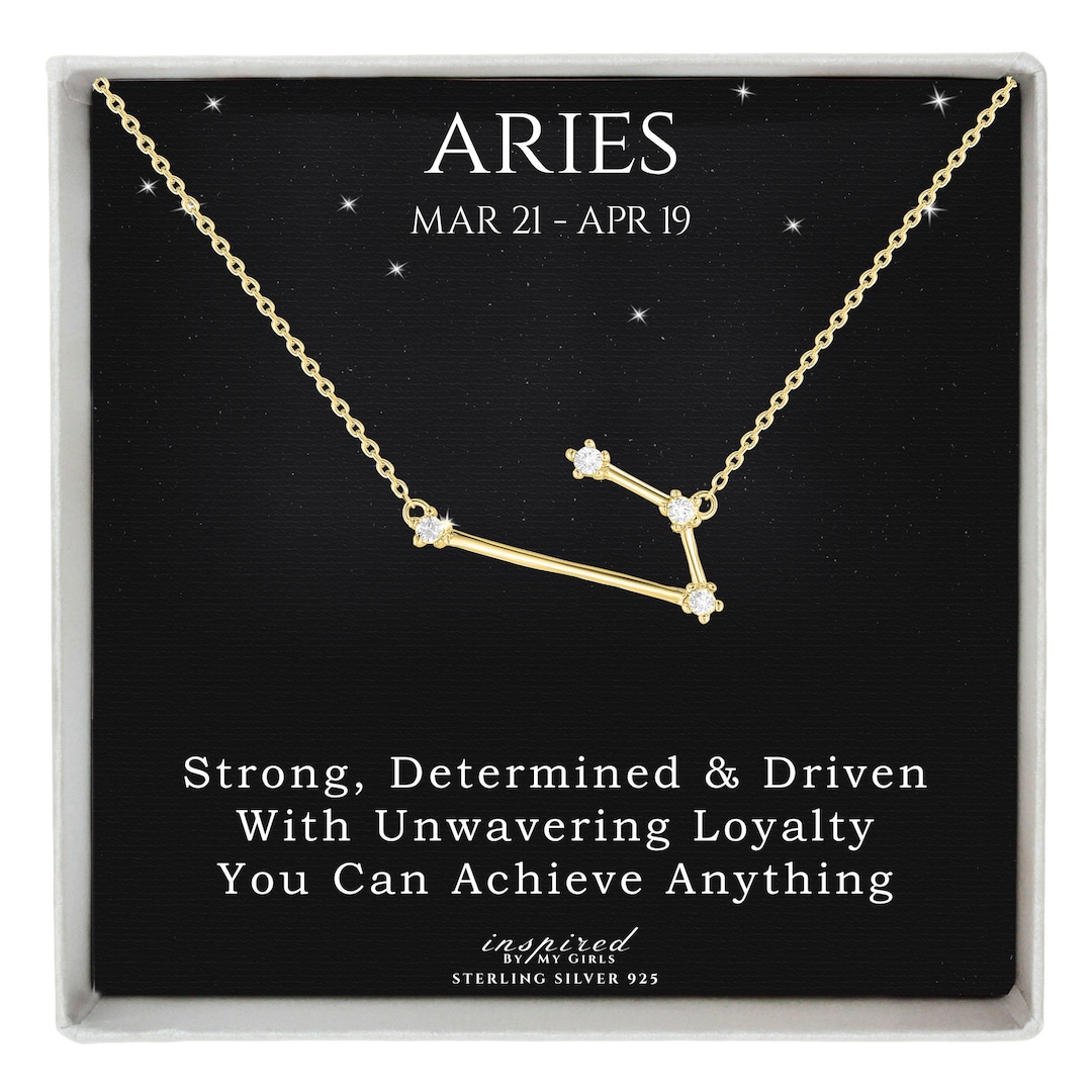 Gold Aries Constellation Necklace Gift, 14K Gold Over Solid Sterling ...