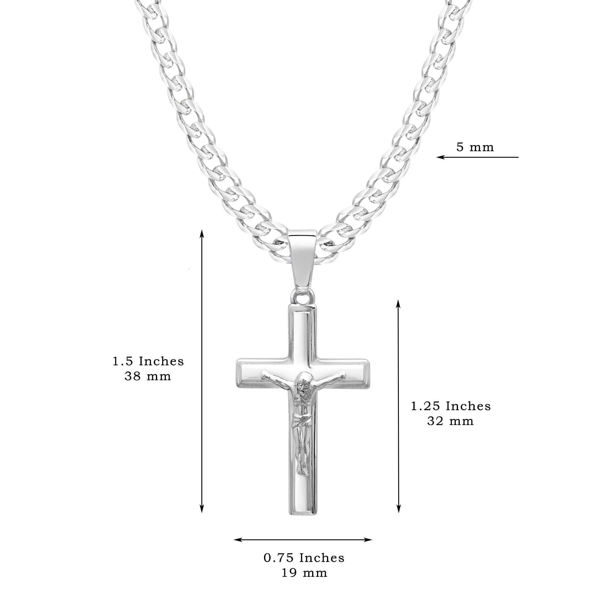 Mens Sterling Silver Crucifix Cross Necklace With Curb Chain - Etsy