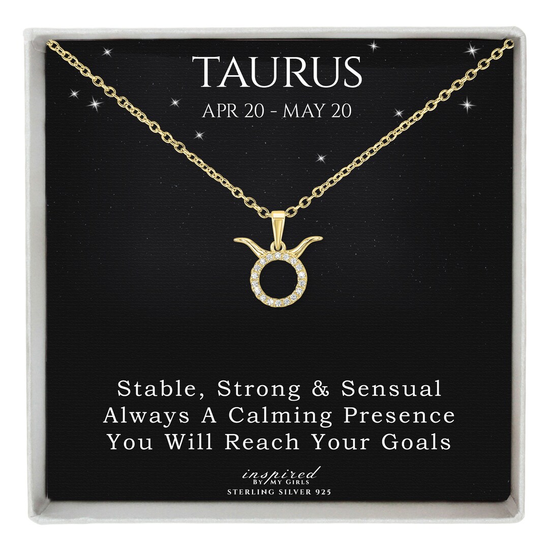 Taurus Zodiac Necklace, 14K Gold Over Solid Sterling Silver 925 ...