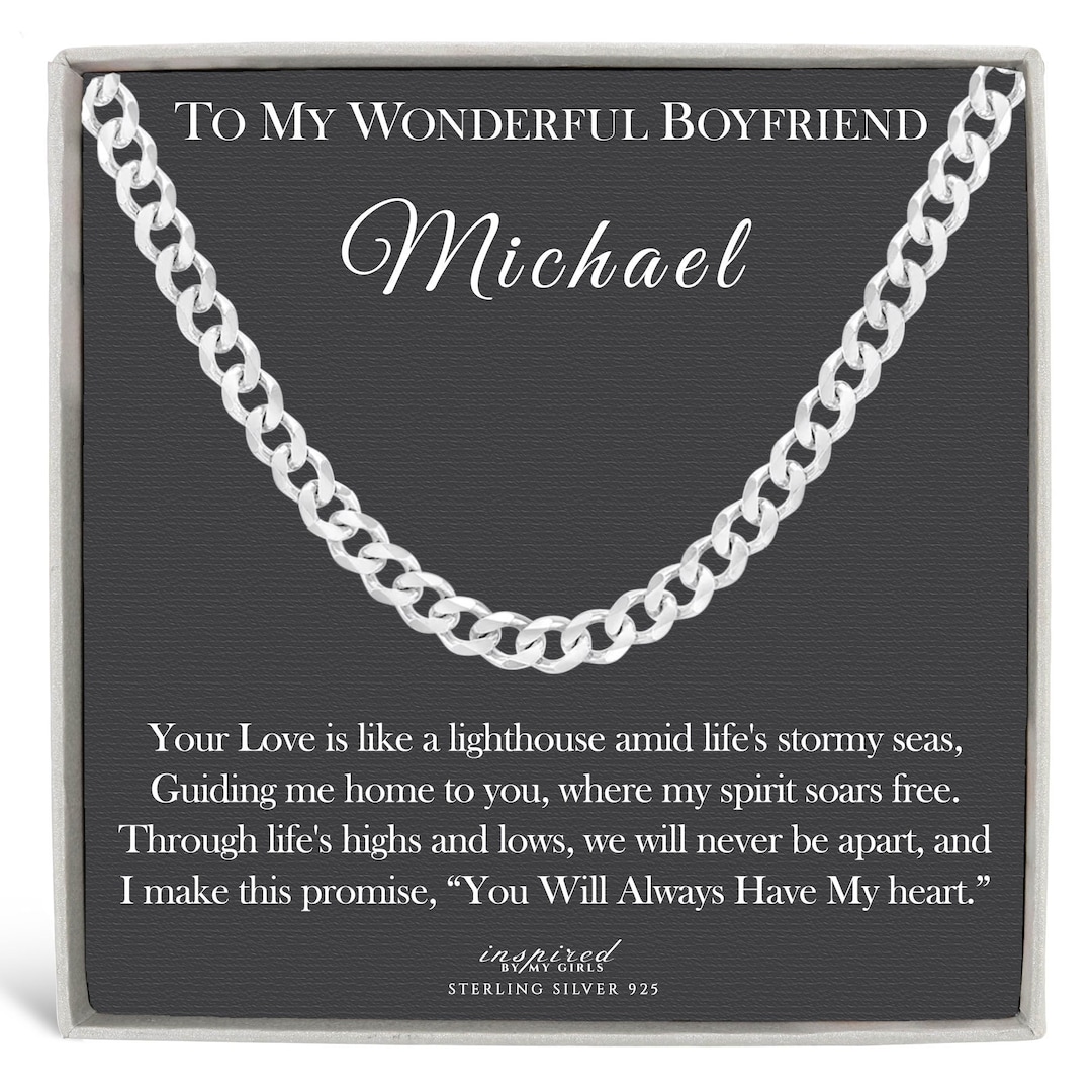 Personalized Promise Necklace for Men, Italian Made 5mm Wide Solid ...