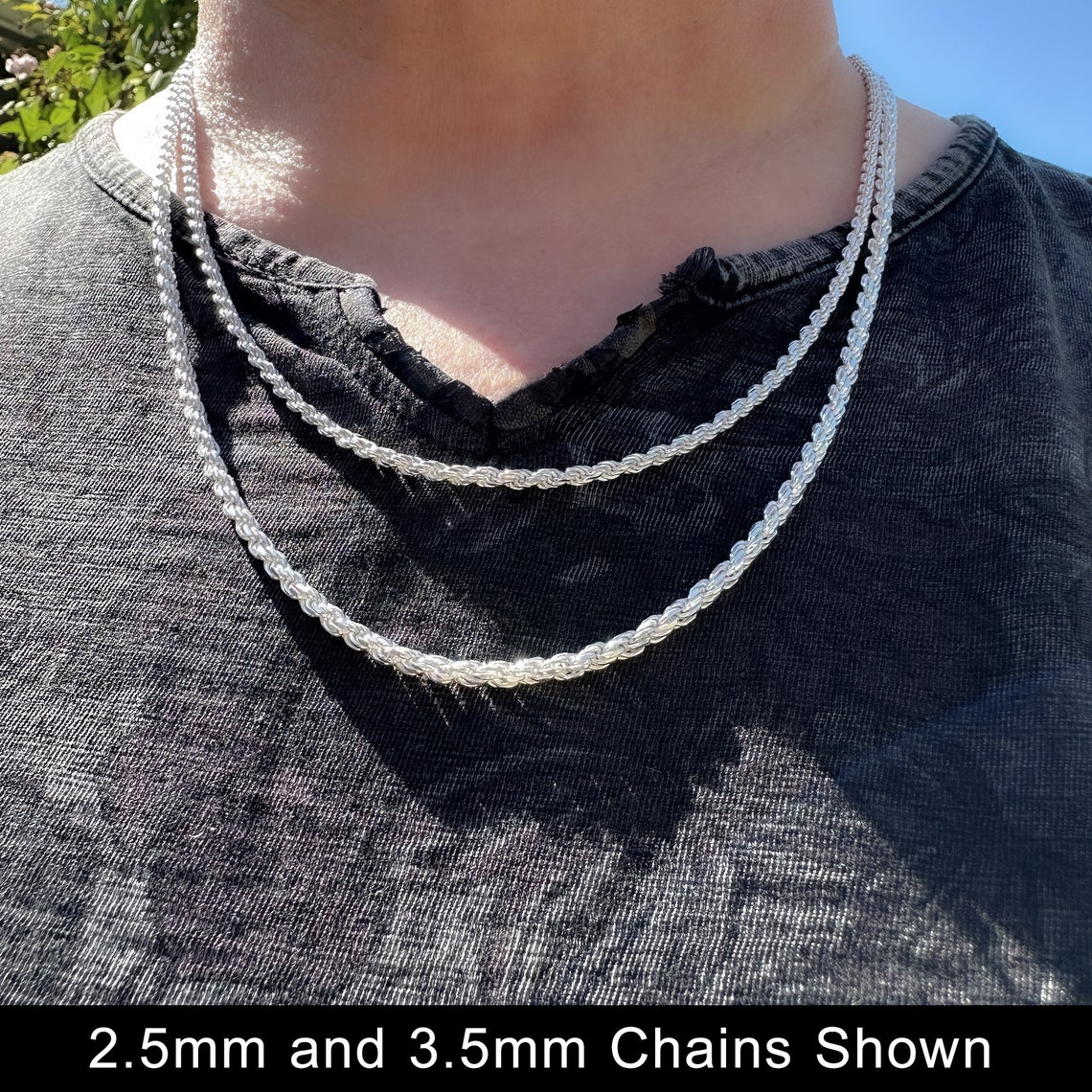 Gold Vermeil and Sterling Silver Rope Chain Necklace - Available in ...