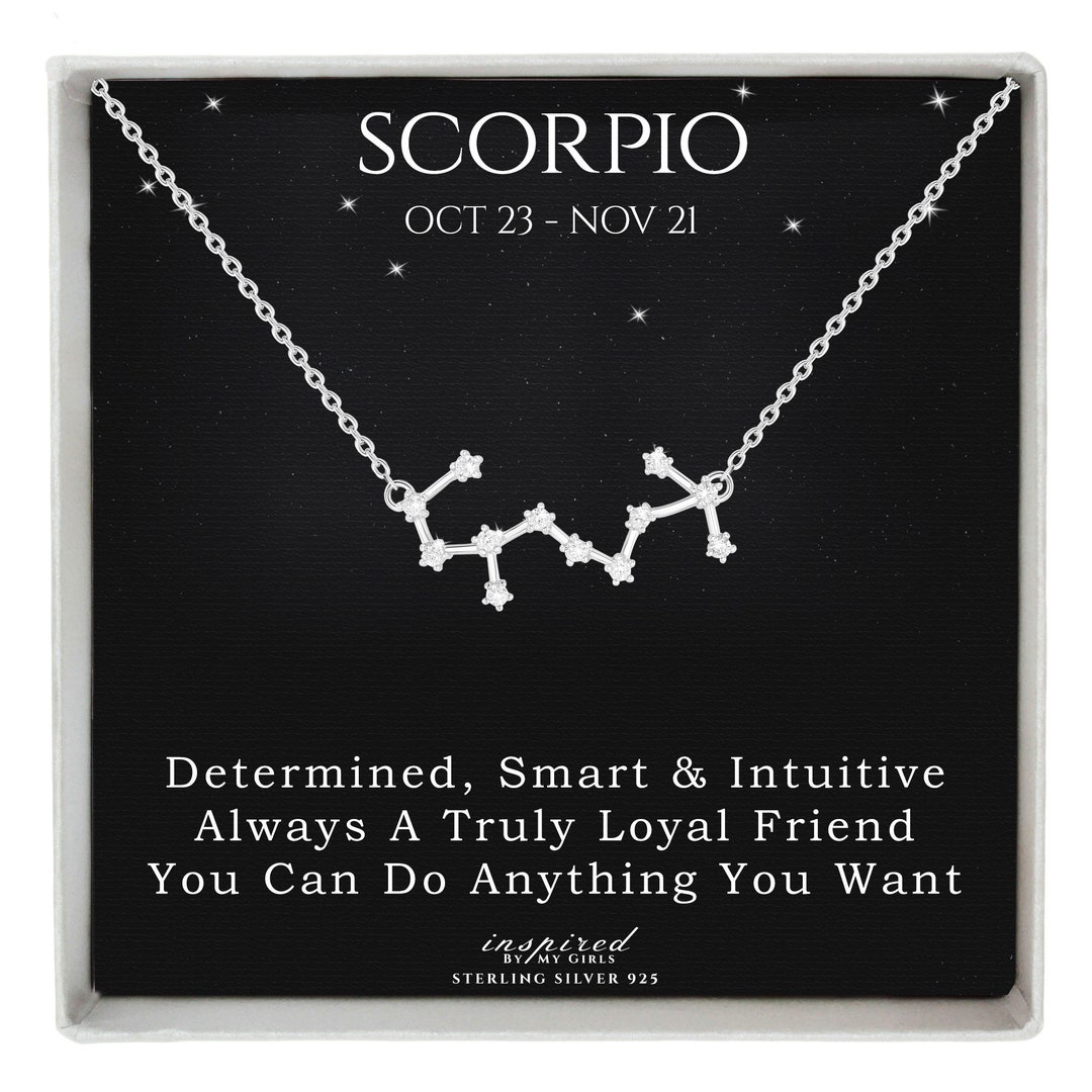 Sterling Silver Scorpio Constellation Necklace Gift, Zodiac Astrology ...
