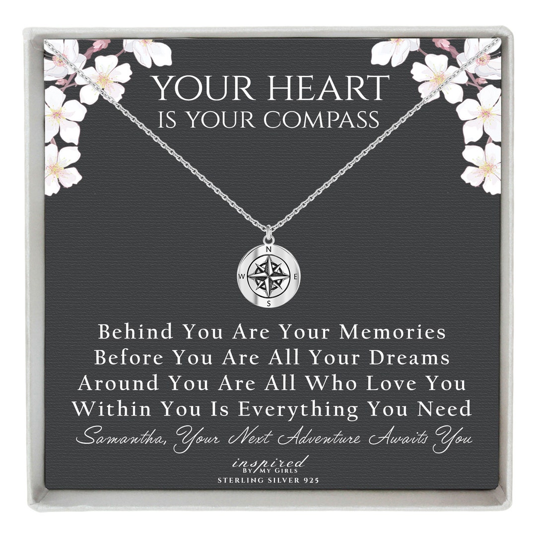 Personalized Compass Necklace, Sterling Silver or 14K Gold Over ...