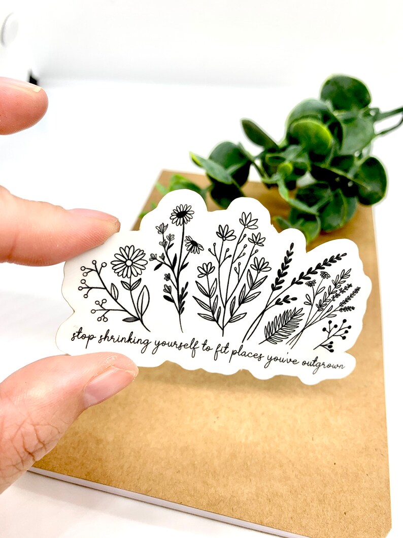 Floral Vinyl Sticker Inspirational Growth Quote Clear | Etsy