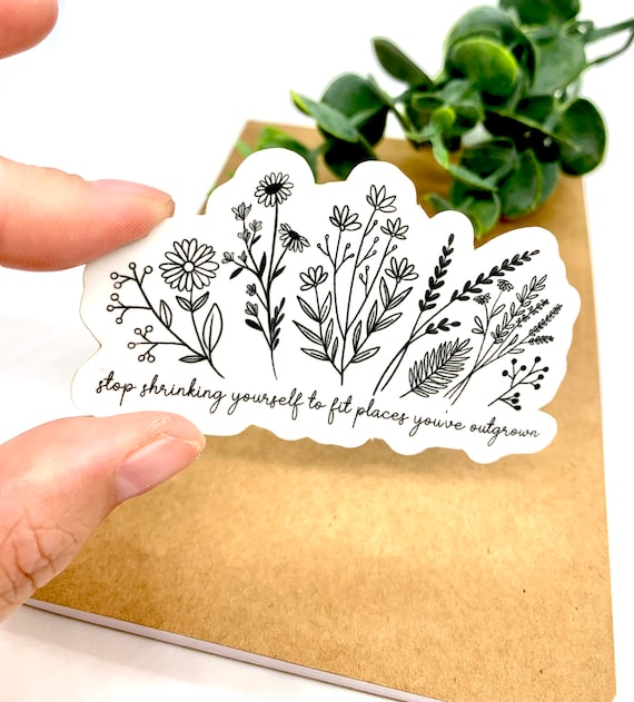 Floral Vinyl Sticker Inspirational Growth Quote Clear | Etsy