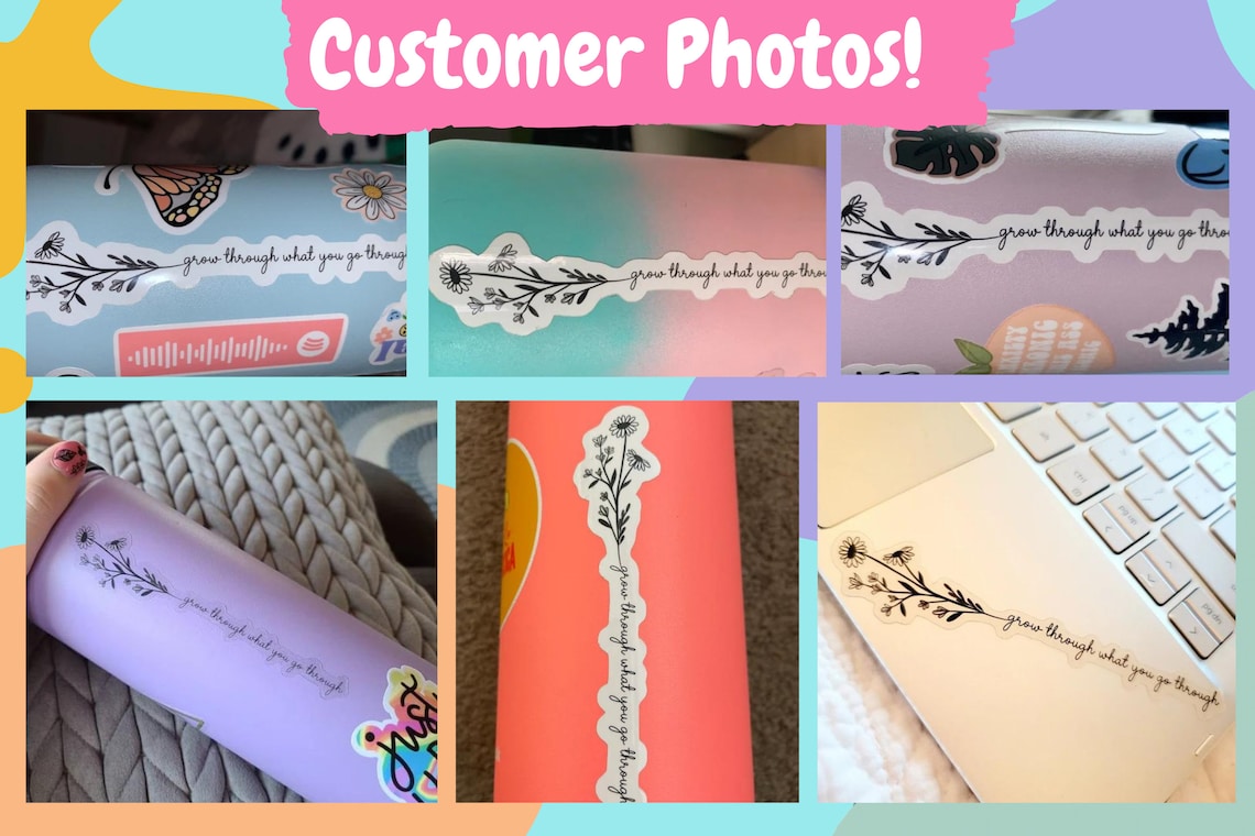 Floral Vinyl Sticker Aesthetic Flowers and Inspirational - Etsy