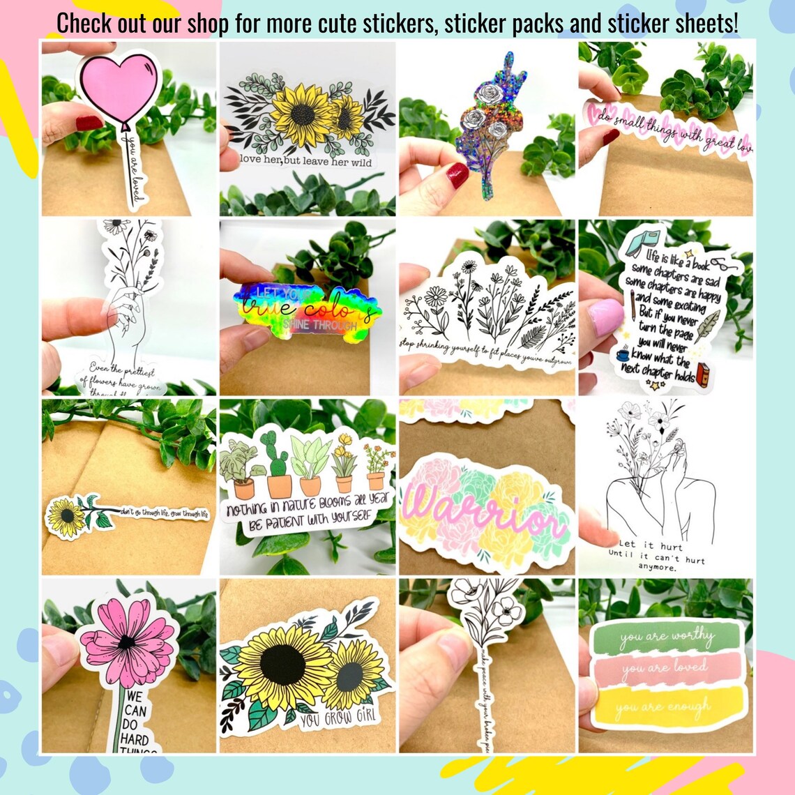 Floral Vinyl Sticker Aesthetic Flowers and Inspirational - Etsy