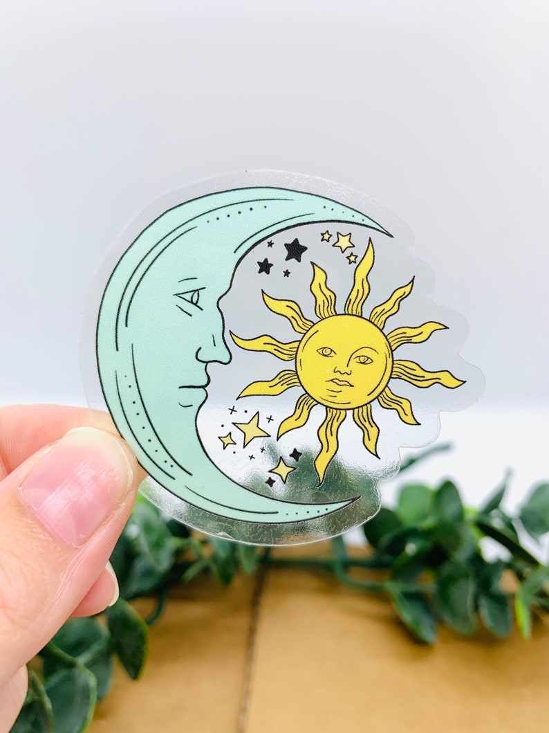 Vinyl Sticker Clear Waterproof Sun Moon Stars for - Etsy