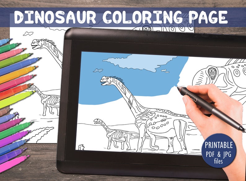 Dino Coloring Pages, Dino Coloring Sheet, Dino Printable Page, Digital ...