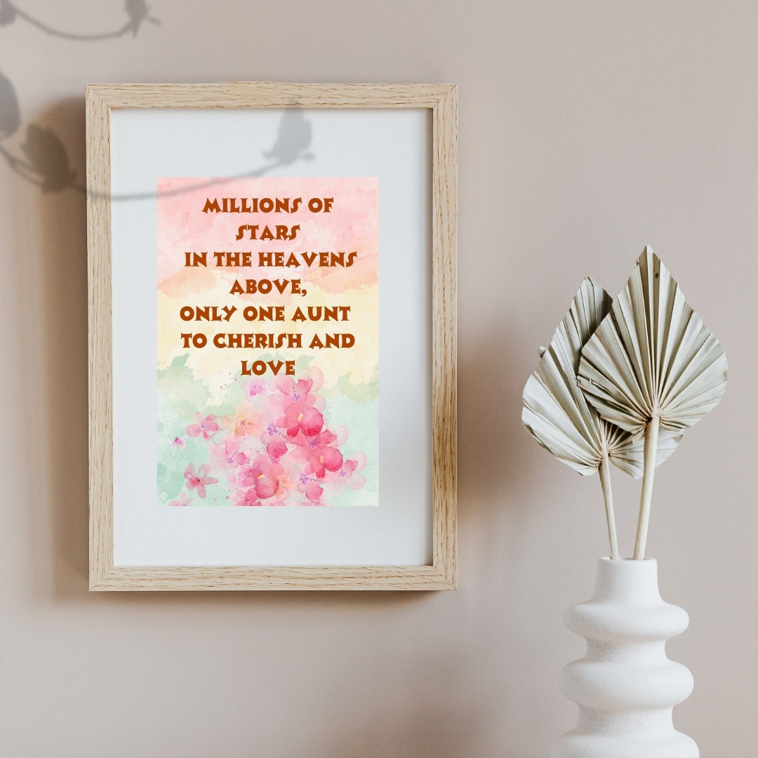 Aunt Congratulation Poster I Love My Aunt Aunt Gift Printable ...