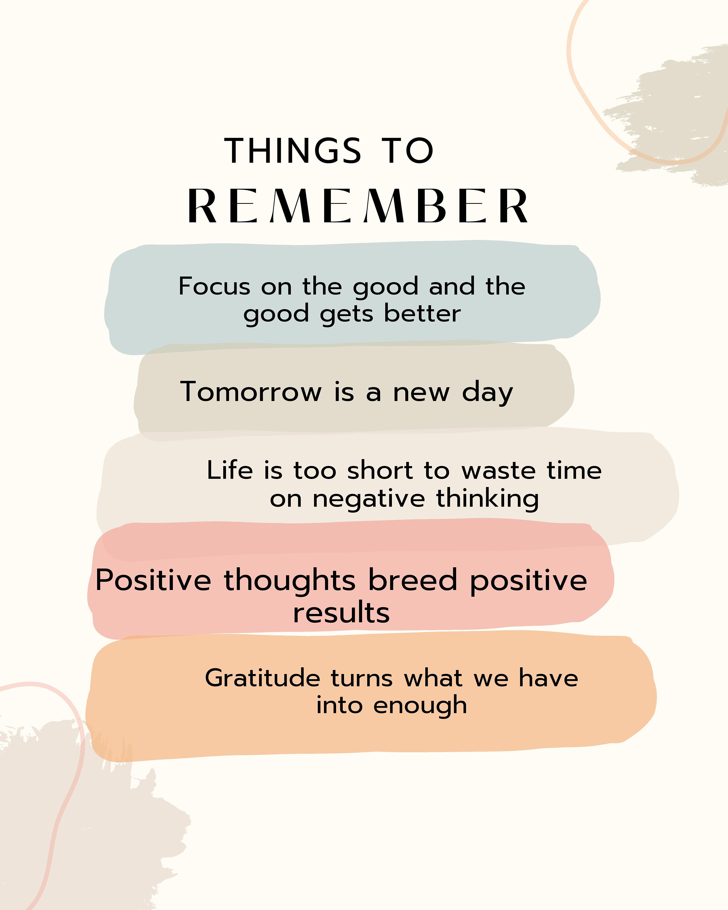 Motivational Poster Printable Things to Remember mindfulness Poster ...