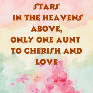 Aunt Congratulation Poster | I Love My Aunt | Aunt Gift Printable ...