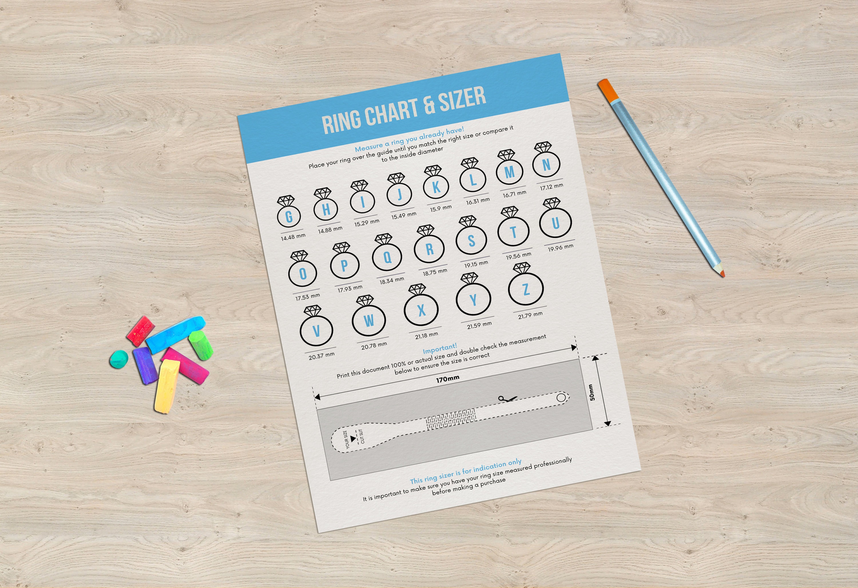 Ring Size Chart | Ring Sizer | Printable Ring Size Finder | Printable ...