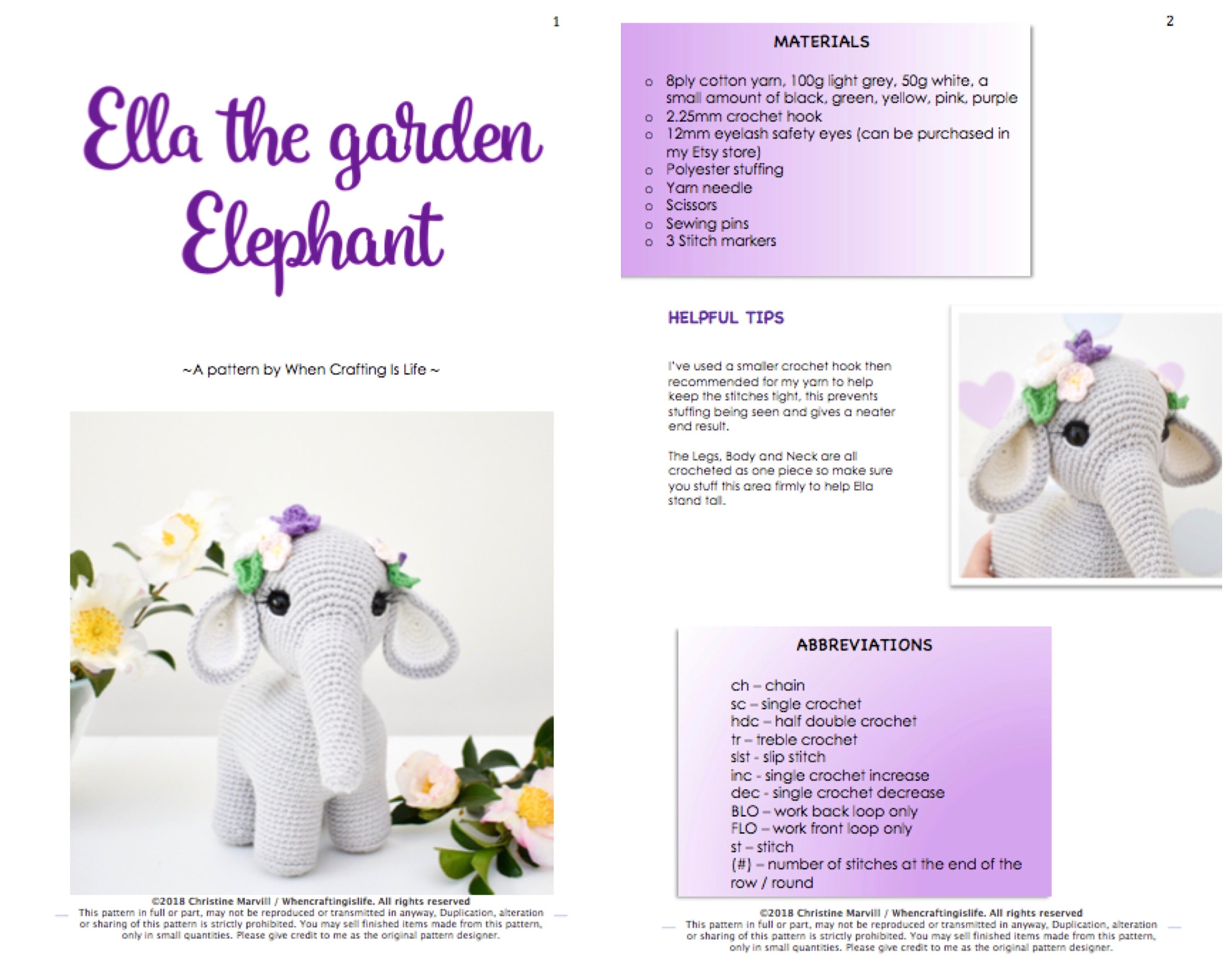 CROCHET PATTERN Ella the Garden Elelphant - Etsy