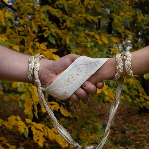 Ivory & Gold Short Hand Embroidered Handfasting Cord | Pagan | Wedding ...