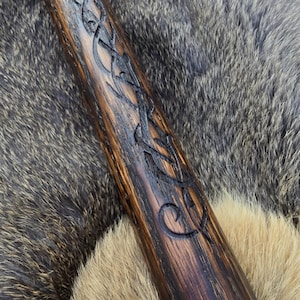 Vine Engraved Quarter Staff Sturdy Oak Walking Stick Renaissance Faire ...