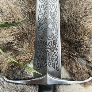 Skeleton Rune Sword Engraved Renaissance Faire Warrior Costume Forged ...