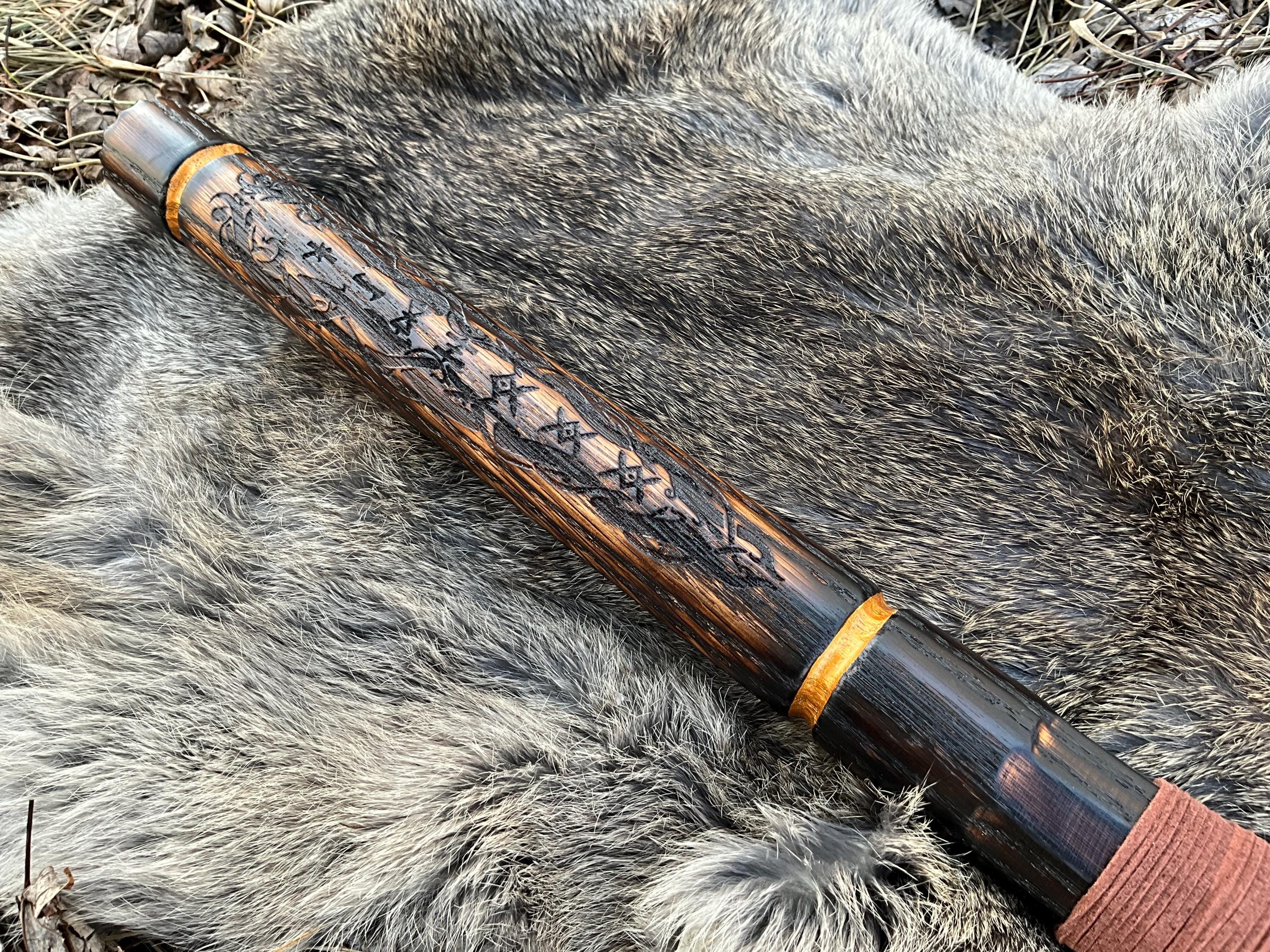 Painted Bo Staff Dual Sided Engraved Solid Oak Quarter Staff Celtic ...