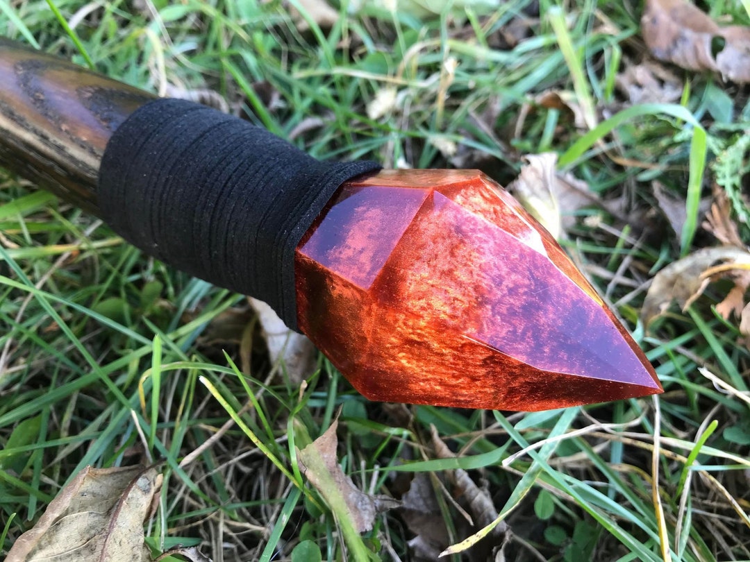 Red Gold Staff Hand Engraved Dragon Scale Pattern Hand Poured Resin Gem ...