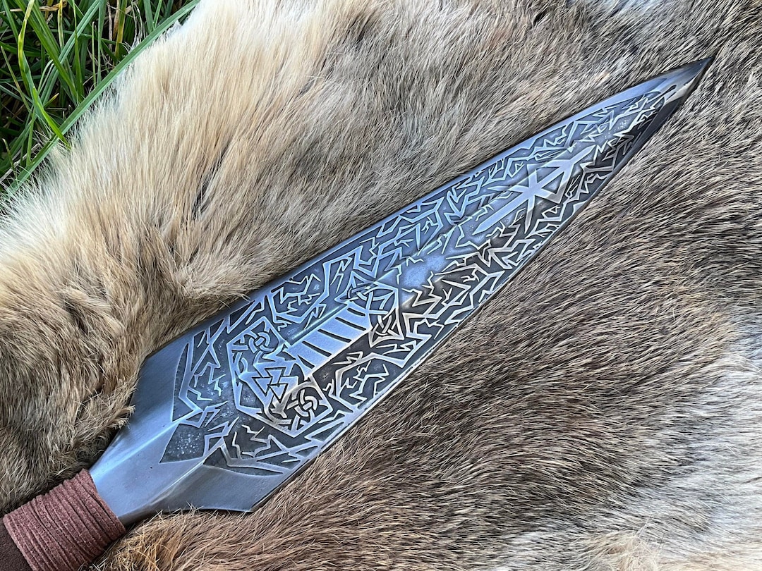 Viking Spear With Thor Hammer Viking Lightening on Spear Head, Forged ...