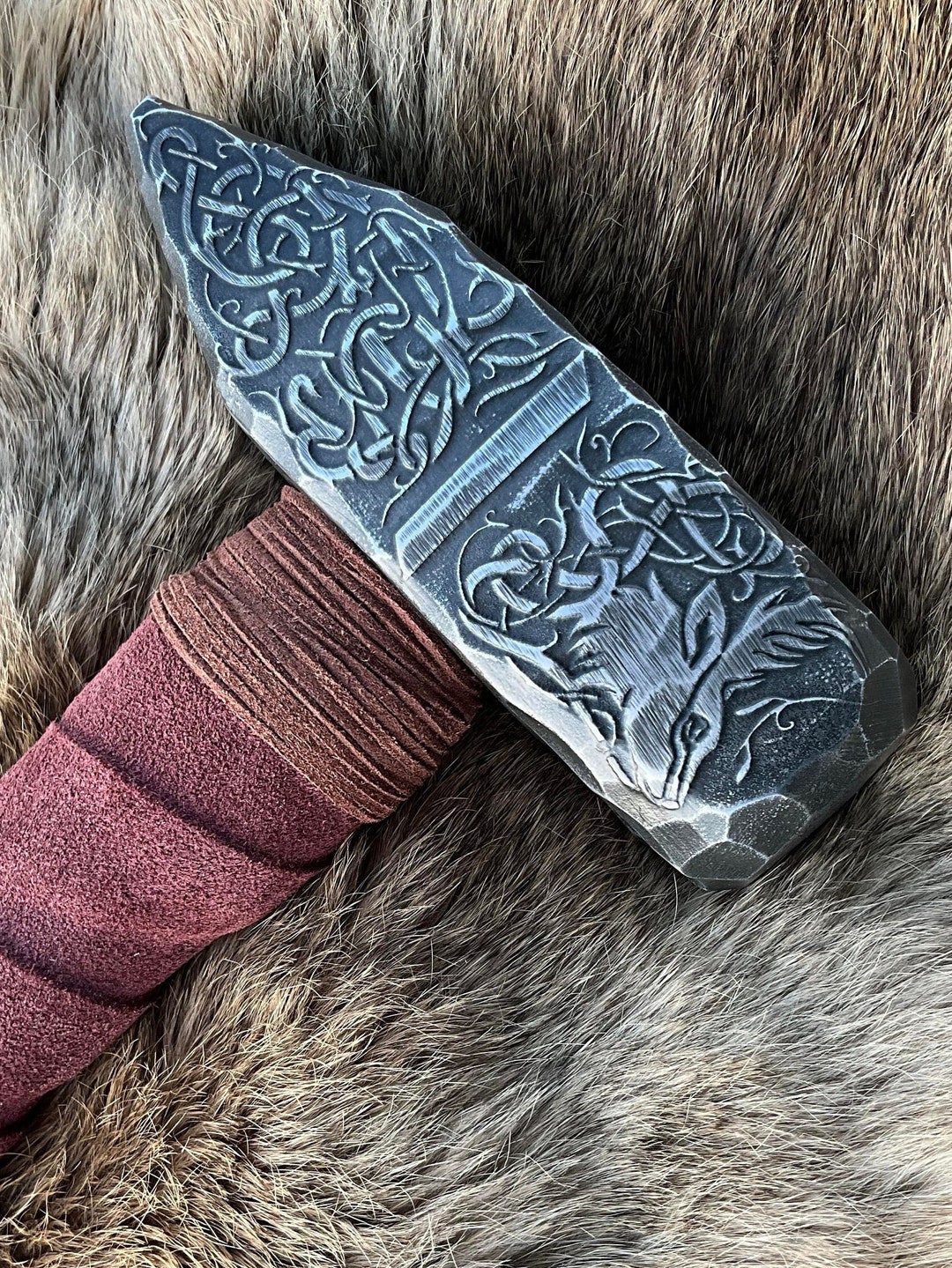 Engraved Deer Viking Hammer Rustic Farmhouse Decor Stag and Isa Rune on ...