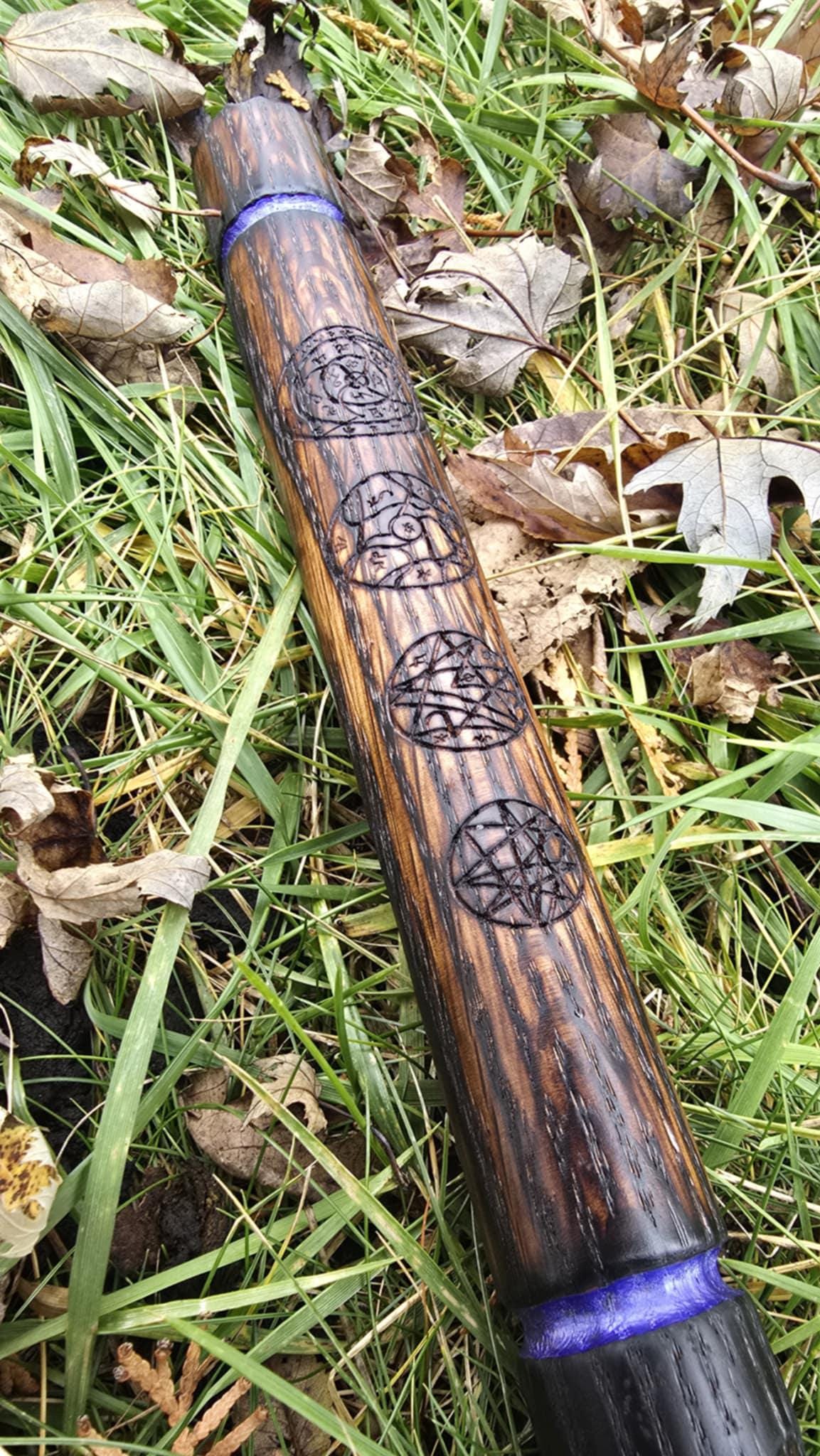 Magic Circle Wizard Staff Handmade Solid Oak Sturdy Quarterstaff - Etsy