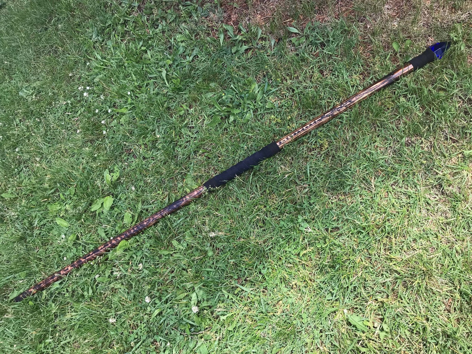 Blue Lightning Staff Blue Resin Gem Viking Runes Wood Burned Handmade ...