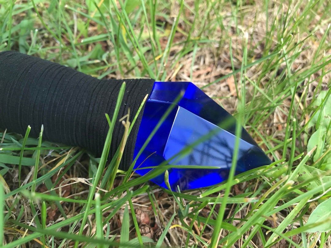 Blue Lightning Staff Blue Resin Gem Viking Runes Wood Burned Handmade ...