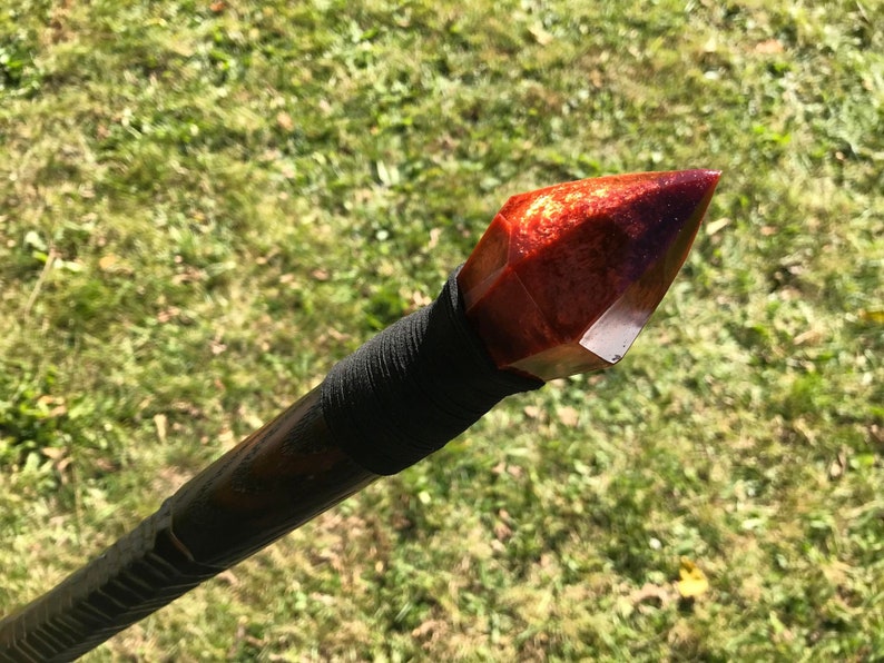 Red Gold Staff Hand Engraved Dragon Scale Pattern Hand Poured Resin Gem ...