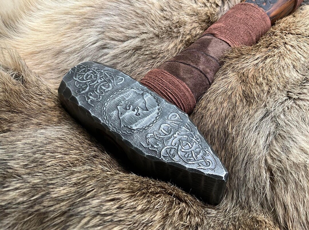 Viking Wolf Blacksmithing Hammer Engraved Wolves Hammer Viking Cosplay ...