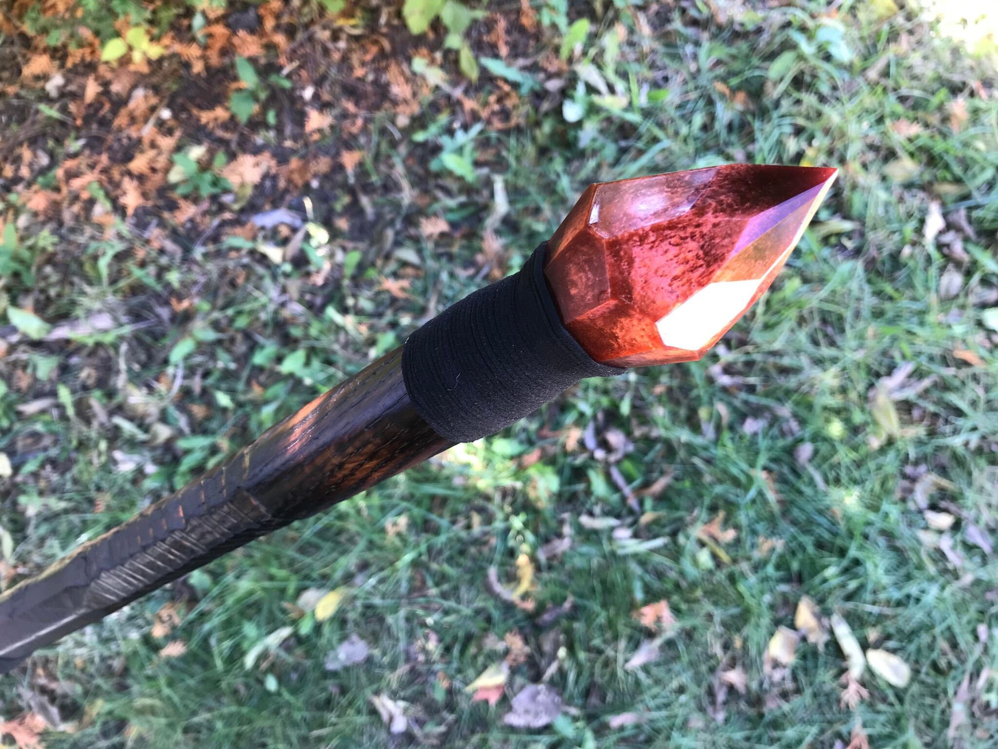 Red Gold Staff Hand Engraved Dragon Scale Pattern Hand Poured Resin Gem ...