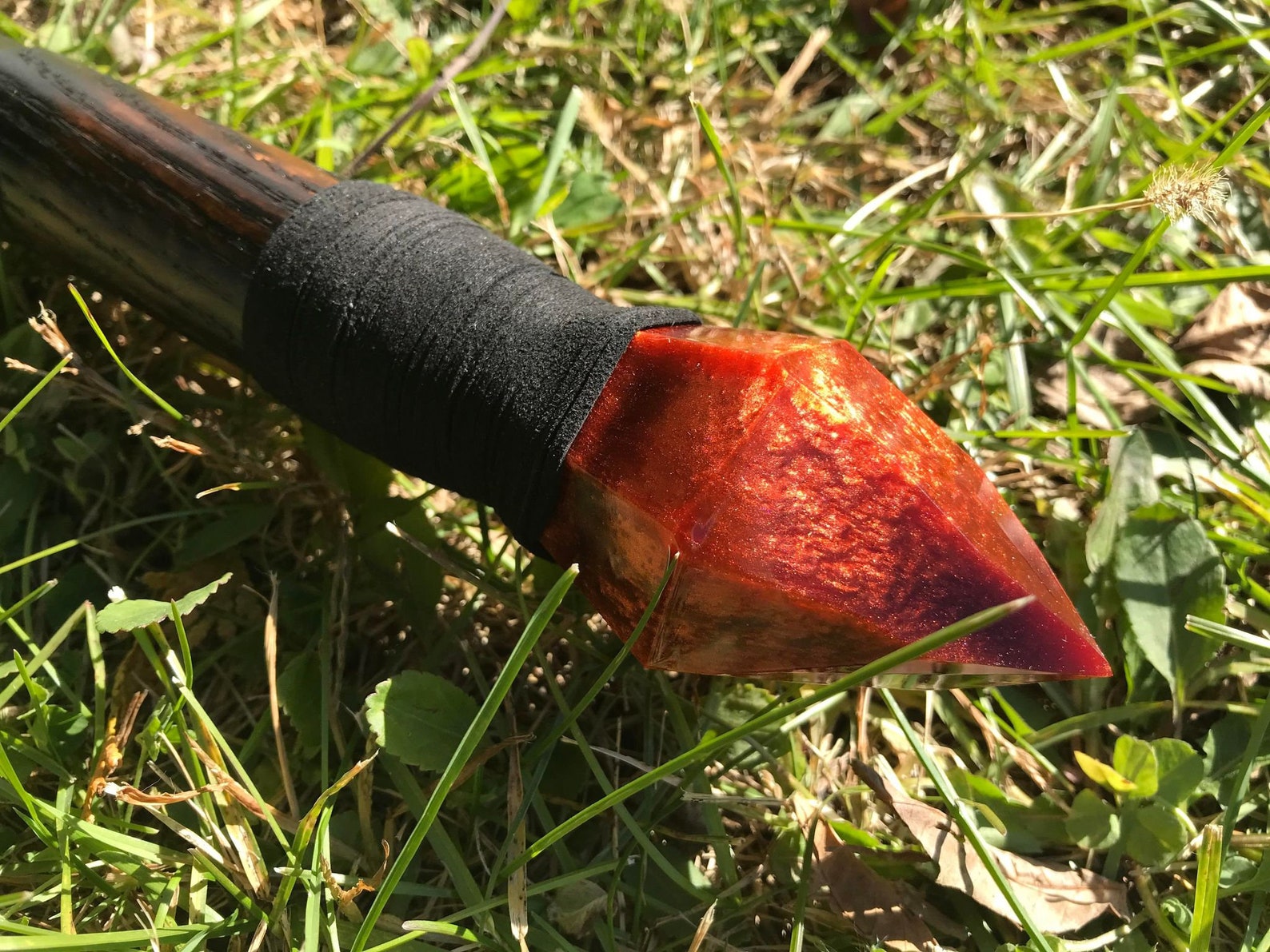 Red Gold Staff Hand Engraved Dragon Scale Pattern Hand Poured Resin Gem ...