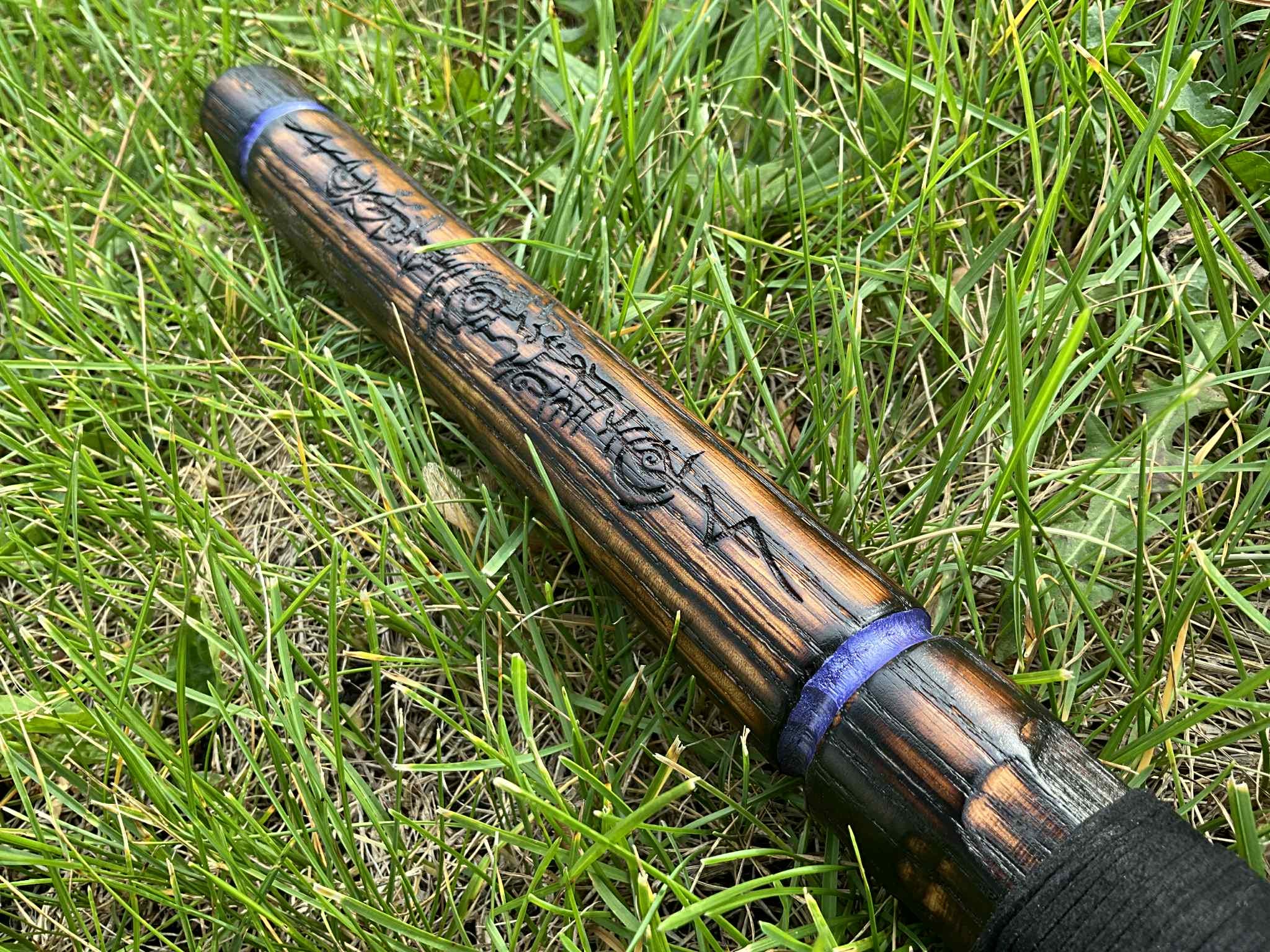 Arcane Wizard Staff Sturdy Oak Walking Stick Engraved Hand Painted ...