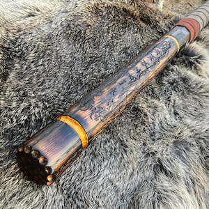 Painted Bo Staff Dual Sided Engraved Solid Oak Quarter Staff Celtic ...