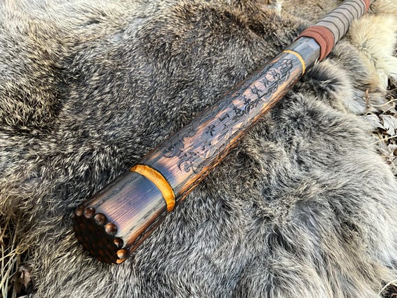 Carved Iron Tipped Staff
