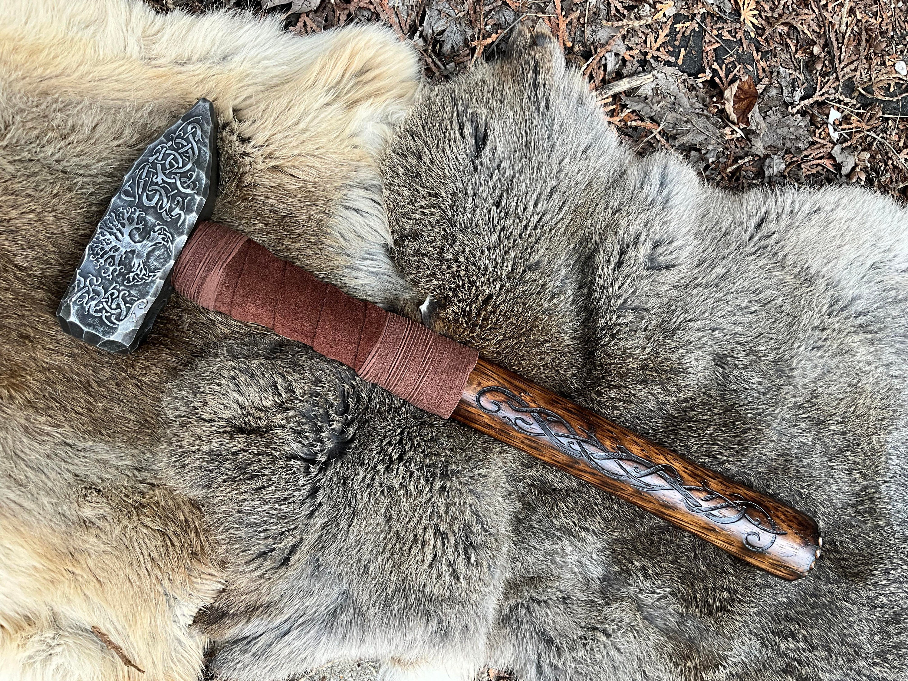 Yggdrasil Viking Hammer Tree of Life Engraved Norse Blacksmithing ...
