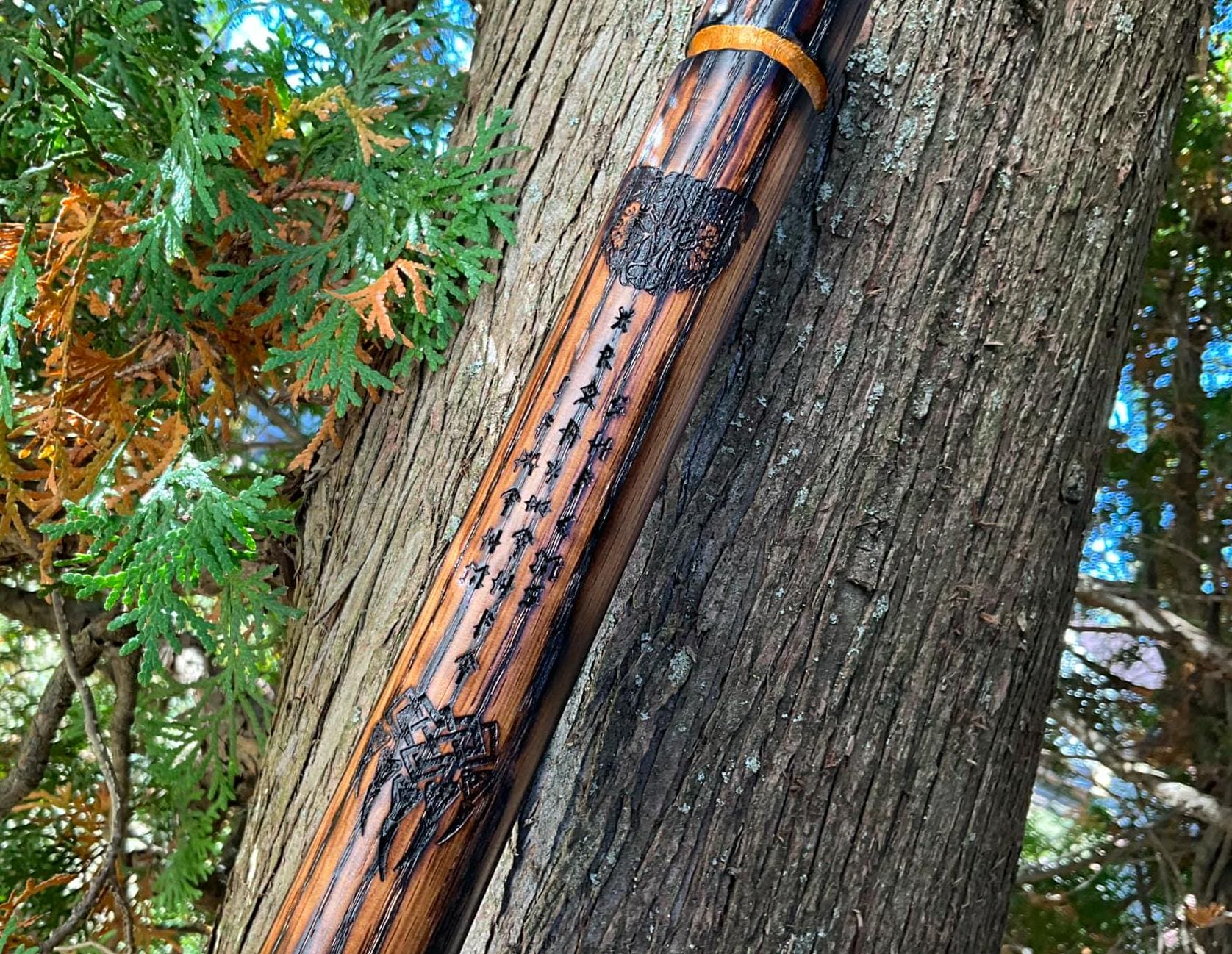 Bear Berserker Quarterstaff Solid Oak Walking Stick Hand Painted Hand ...