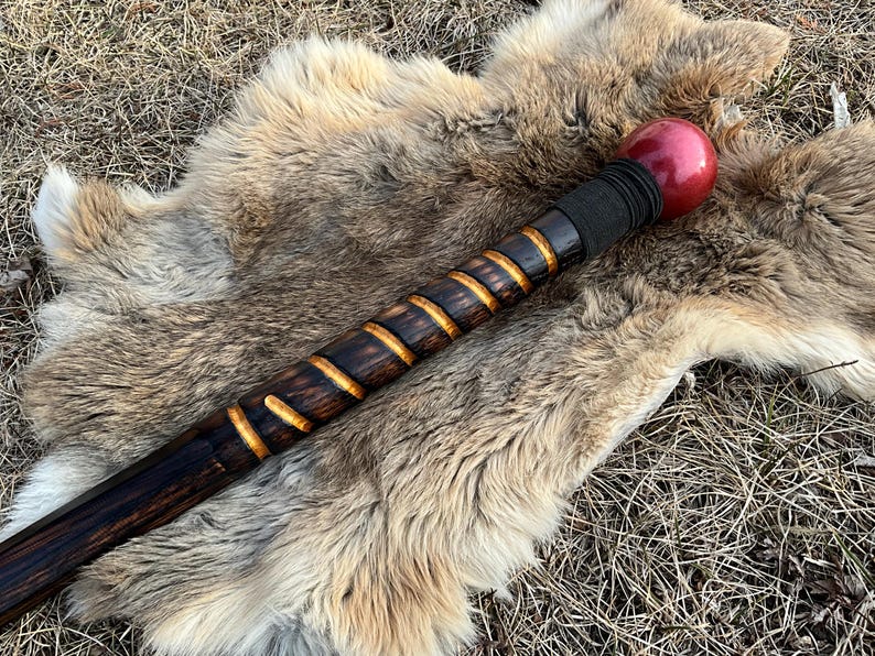 Ruby Ball Cane Red Oak Cane Hand Carved Hand Painted Walking Cane Red ...