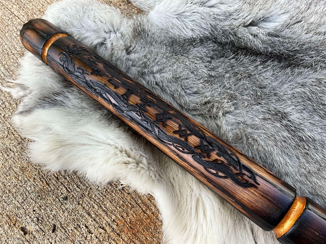 Engraved Quarter Staff Gold Painted Solid Oak Staff With Celtic Knot ...