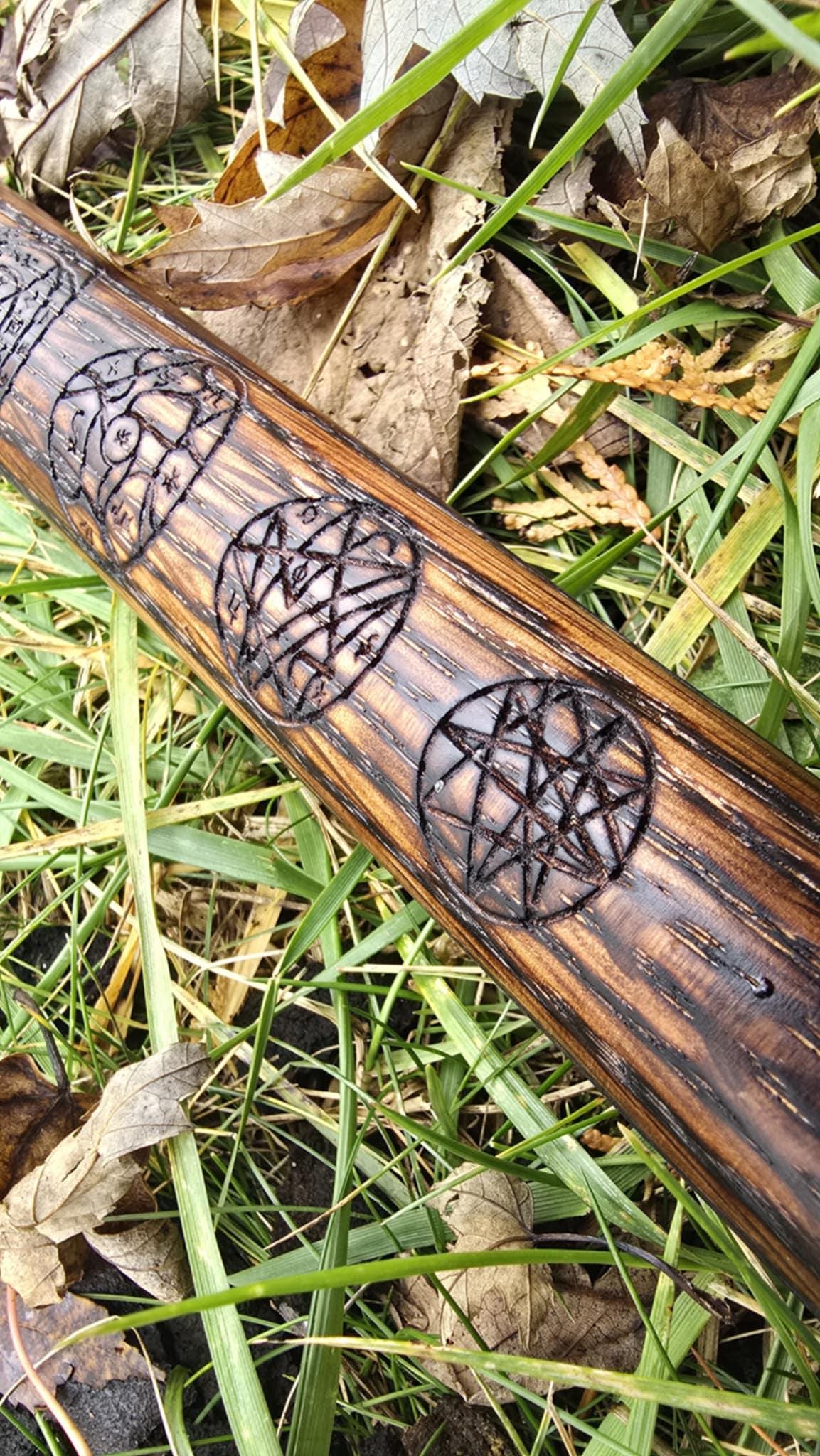 Magic Circle Wizard Staff Handmade Solid Oak Sturdy Quarterstaff - Etsy