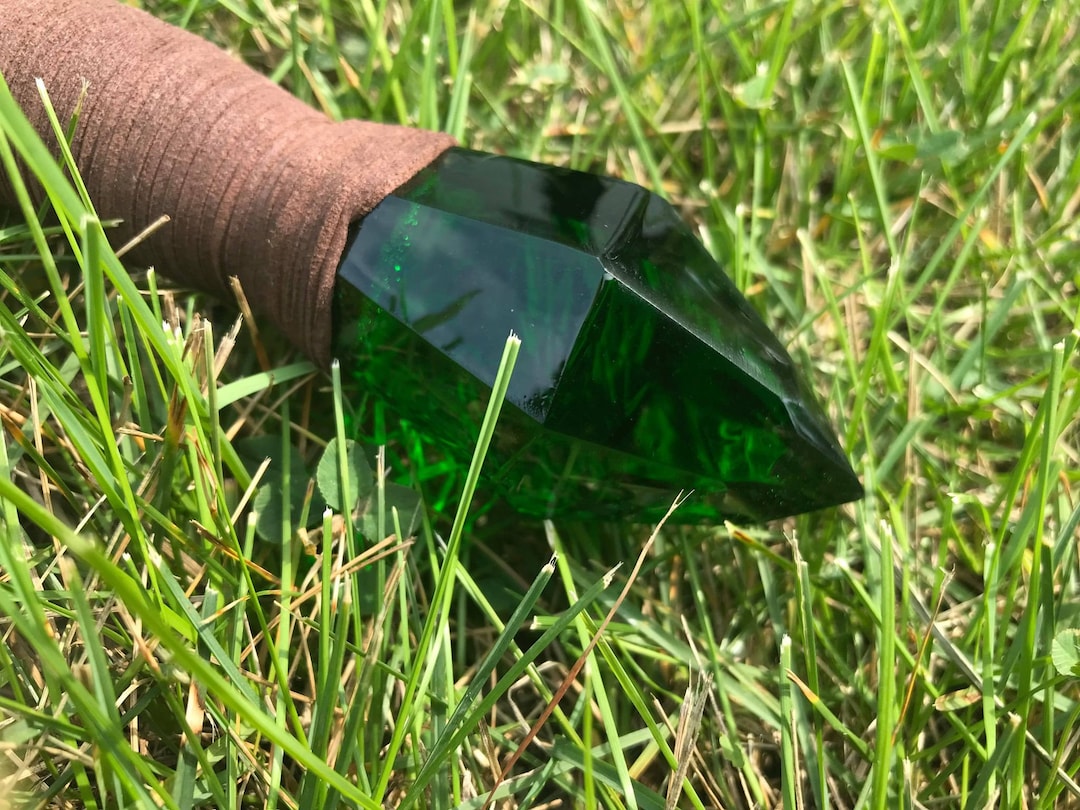 Green Wizard Staff Hand Poured Resin Gem Emerald Renaissance Faire ...