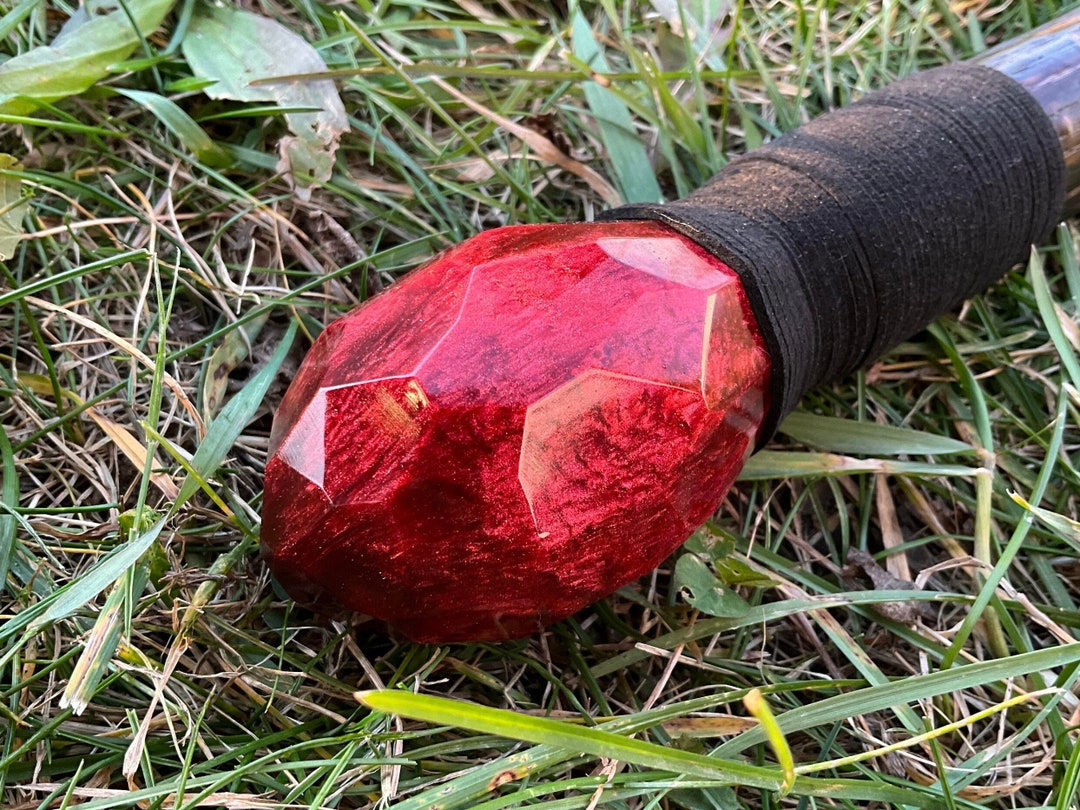 Ruby Gem Staff Blood Gem Wizard Staff Hand Made in USA Walking Stick Renaissance Faire Witch ...