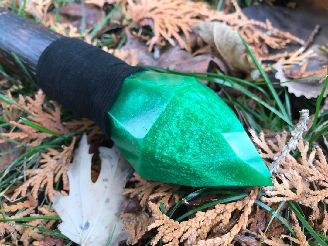 Jade Dragon Staff Green Gem Hand Made in USA Walking Stick Renaissance ...
