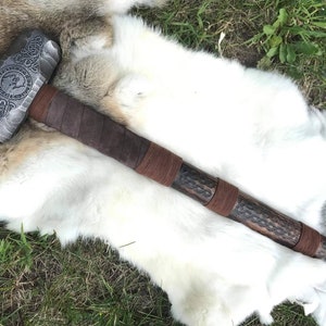 Large Viking Wolf Hammer Hand Engraved Burned and Carved - Etsy