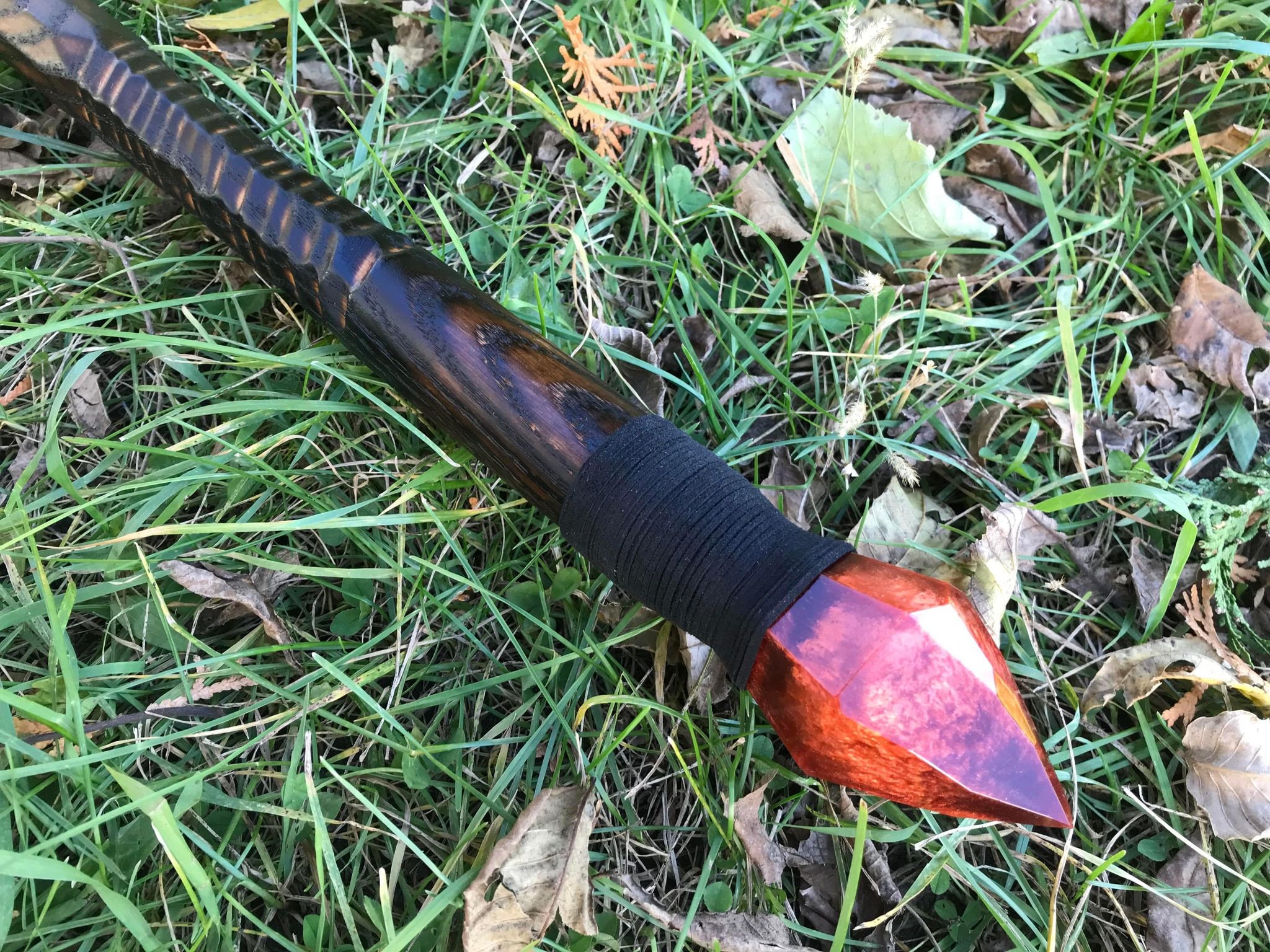 Red Gold Staff Hand Engraved Dragon Scale Pattern Hand Poured Resin Gem ...