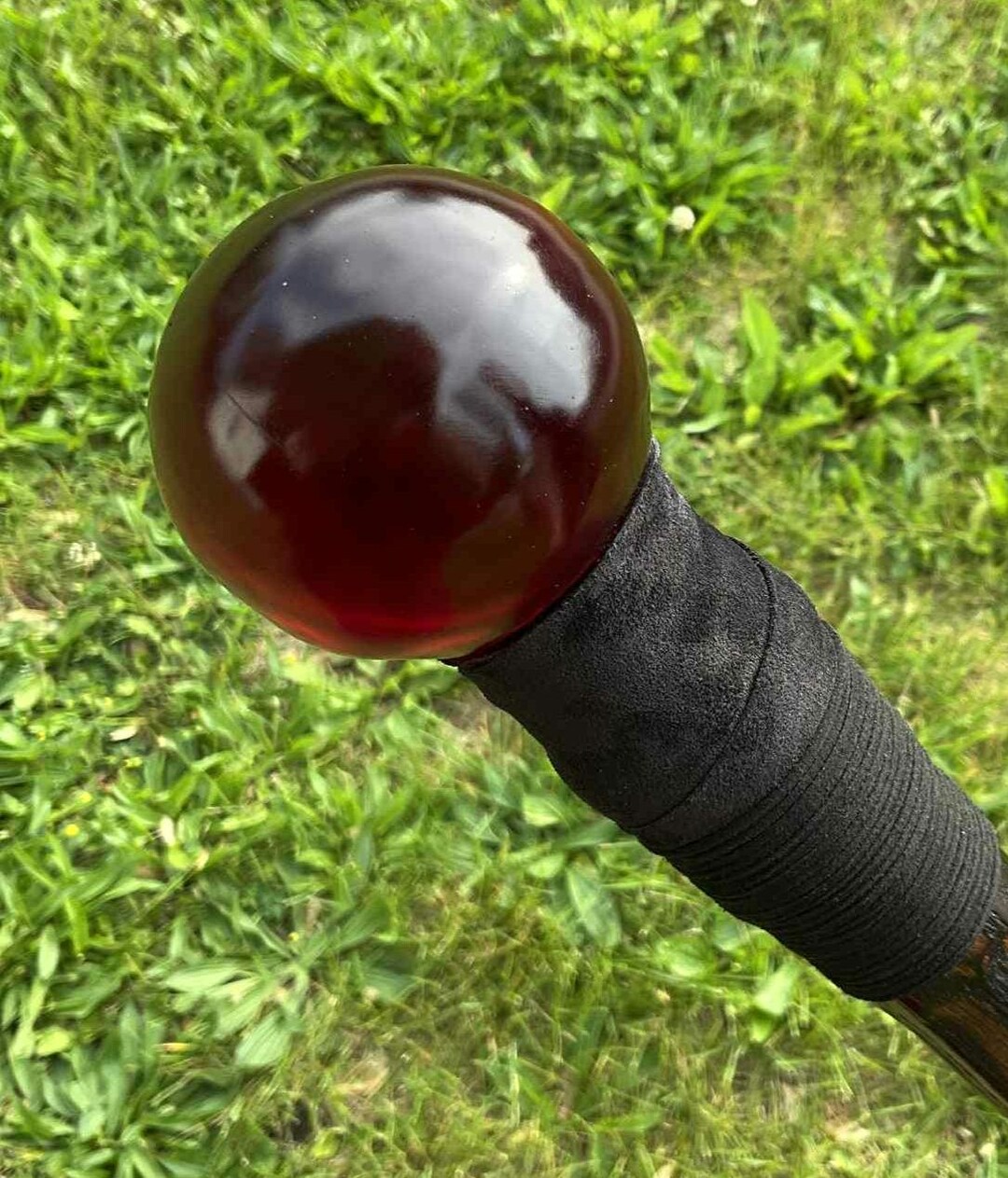 Red Orb Fire Staff Sturdy Oak Walking Stick Ren Faire Wizard Costume ...